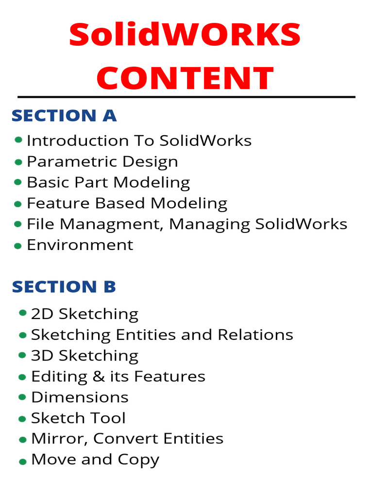 Solidworks Content: Section A | PDF