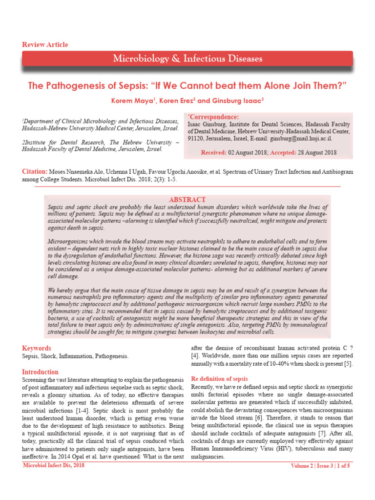 The Pathogenesis of Sepsis If We Cannot Beat Them Alone Join Them | PDF ...