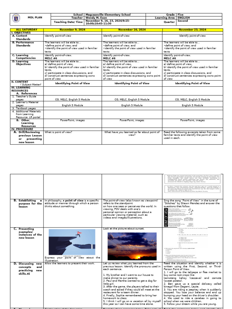 MDL PLAN_GRADE 5 | PDF | Learning | Cognition