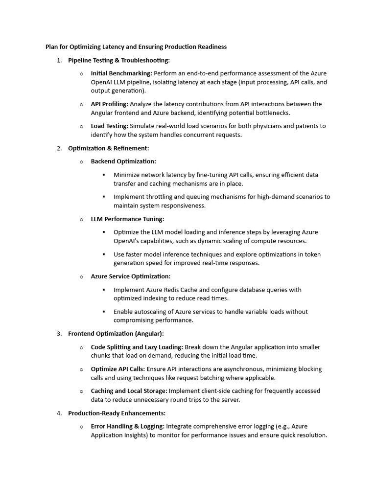 Plan For Optimizing Latency and Ensuring Production Readiness | PDF | Program Optimization ...