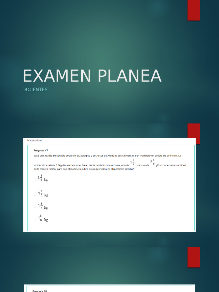 Examen Planea Pero para Maestros | PDF | Ciencia y matemáticas
