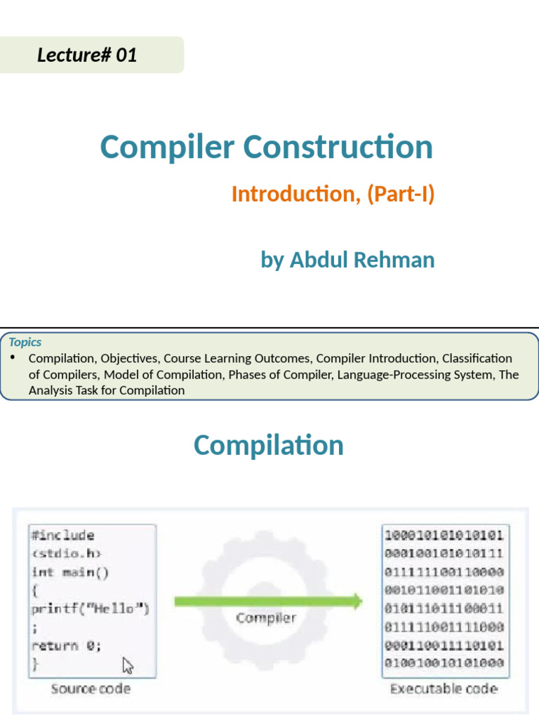 Lecture#1_Chap#1 (Compiler Introduction) | PDF | Compiler | Computer Program