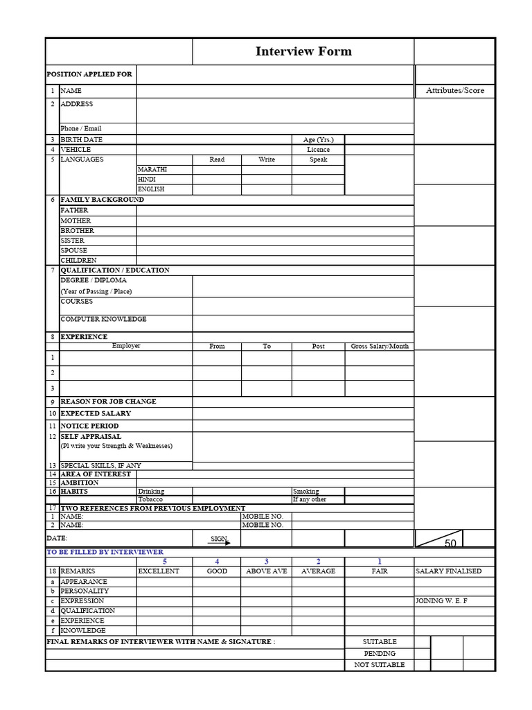 Interview Form | PDF