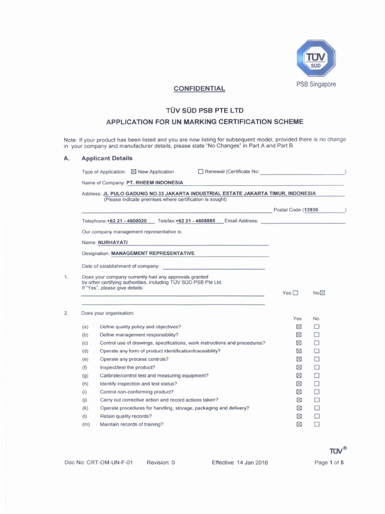 Aplication For Un Marking Certificate 120 Liter New | PDF