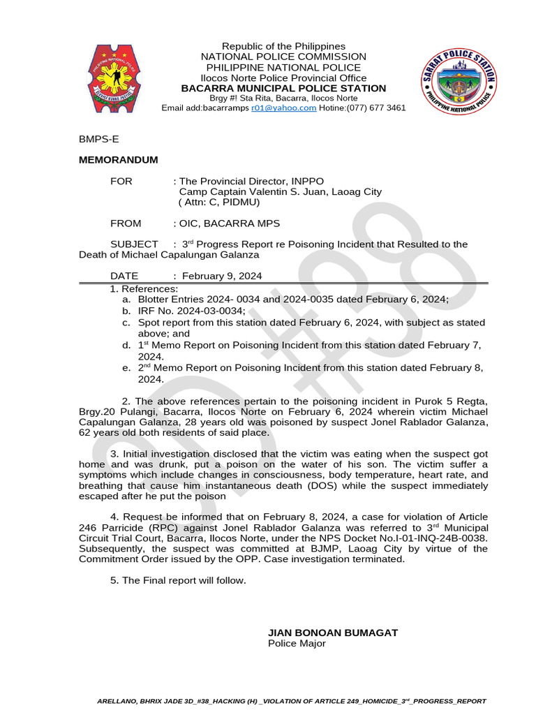 3rd PROGRESS REPORT - ACERET - JOMARWIN Redraft | PDF