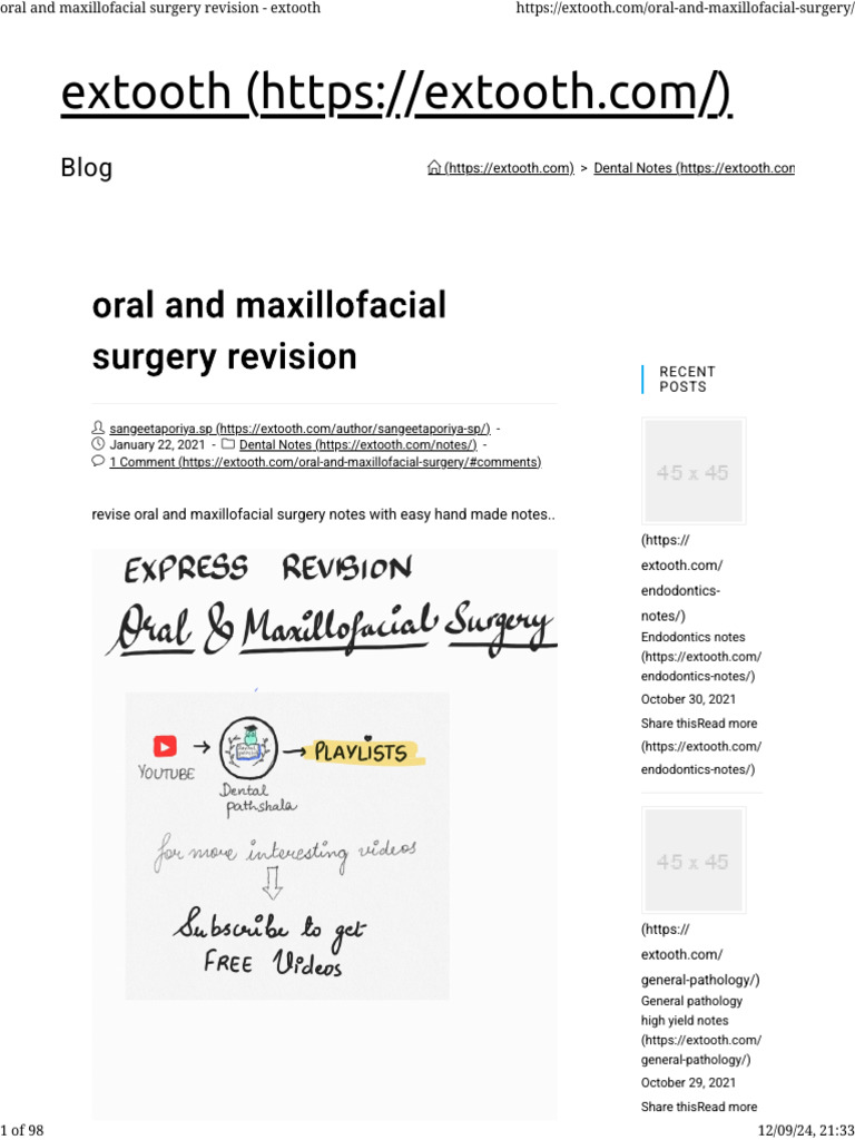 Omfs Notes | PDF | Medical Specialties | Surgical Specialties