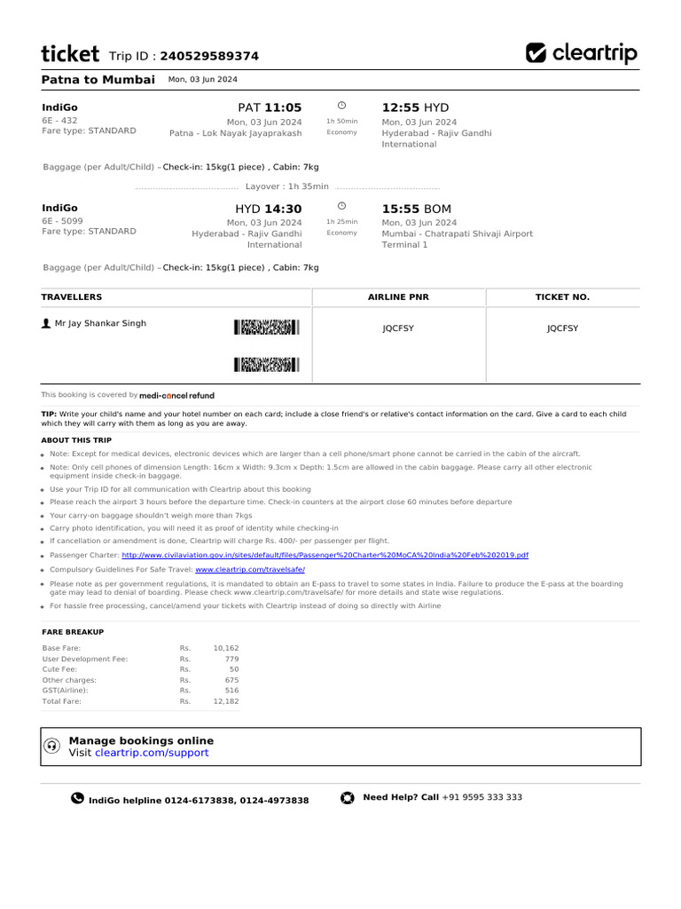Ticket 10 | PDF | Airport | Transport