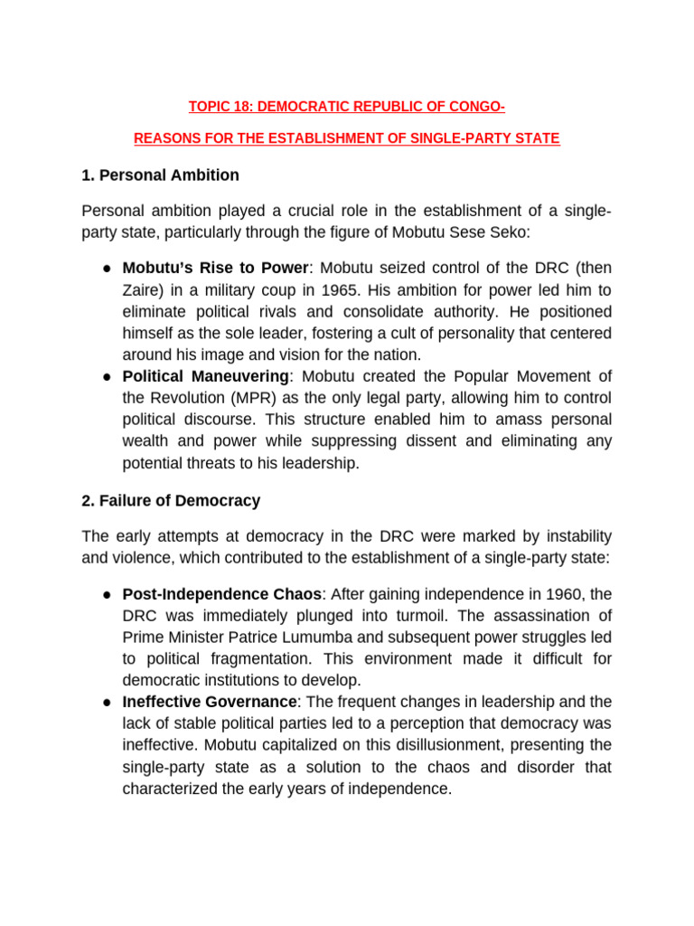 Democratic Republic Congo | PDF | Democratic Republic Of The Congo ...