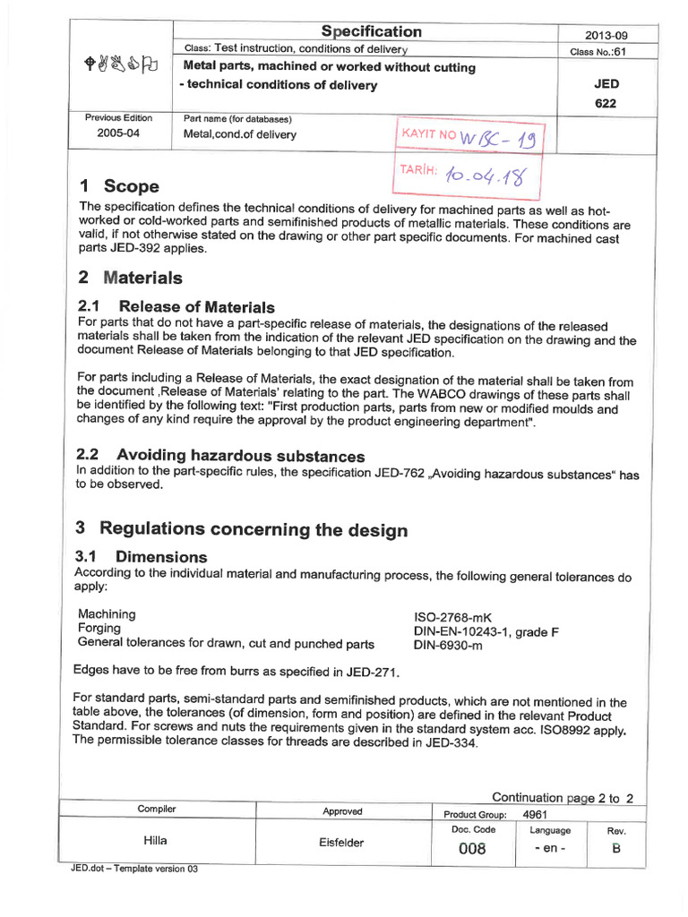 Jed-622 Metal Parts, Machined or Worked | PDF