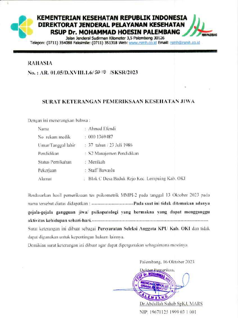 Surat Rohani Ahmad Efendi | PDF