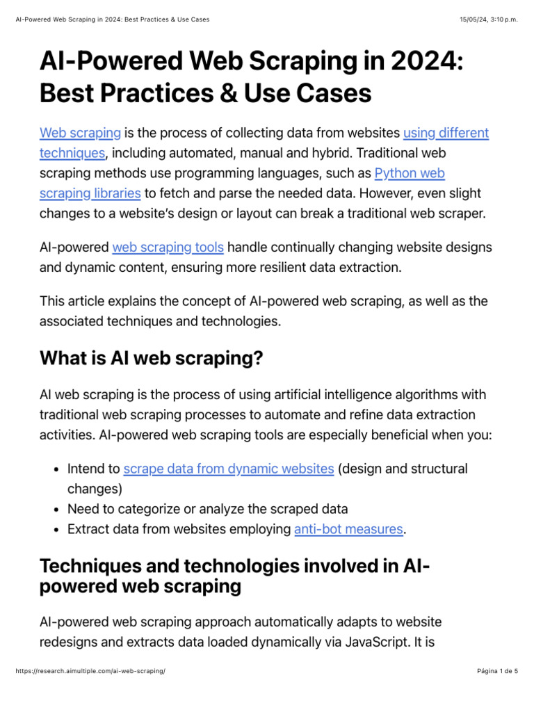 AI-Powered Web Scraping in 2024: Best Practices & Use Cases | PDF | World Wide Web | Internet & Web