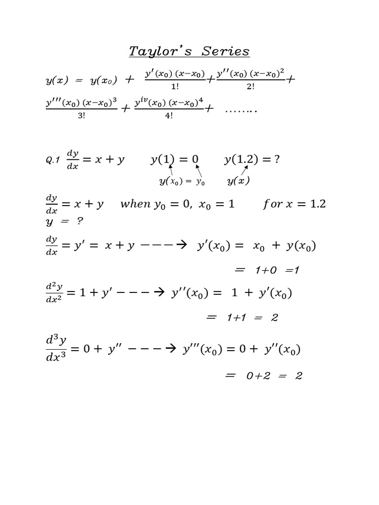 Taylor Series Solutions for Differential Equations | PDF