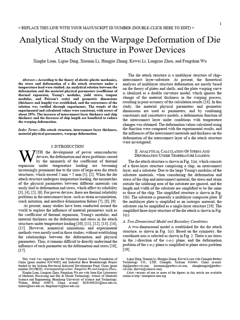 Analytical Study On The Warpage Deformation of Die Attach Structure in ...