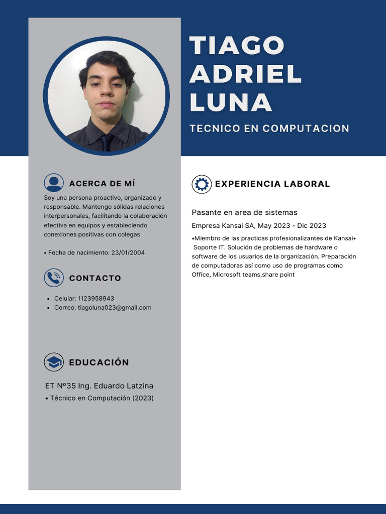 Tiago Luna CV | PDF | Crecimiento personal y profesional