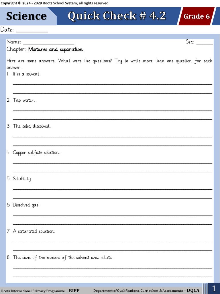 Quick Check 4.2 | PDF | Solubility | Physical Sciences