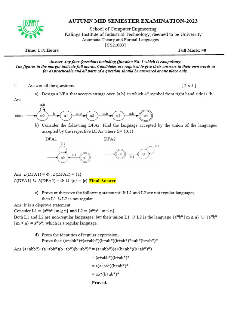 2023 Midsem Evaluation Scheme | PDF | Theoretical Computer Science ...