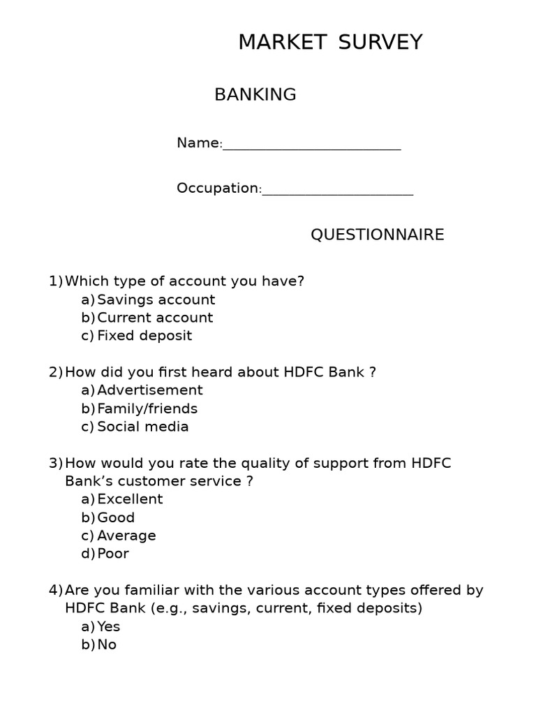 Market Survey: Banking | PDF