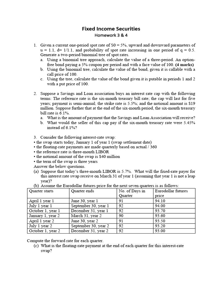 FIS 2024 HW 3 and 4 | PDF | Bonds (Finance) | Swap (Finance)