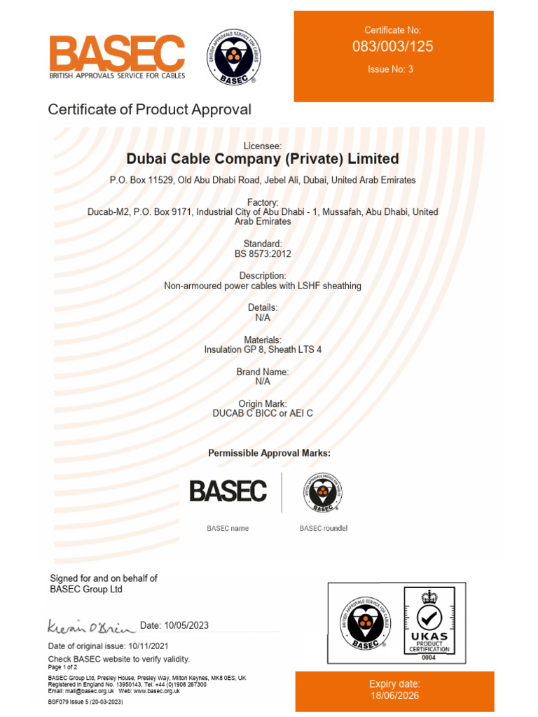 Basec Certificate 2 - Unlocked | PDF | Electrical Components ...