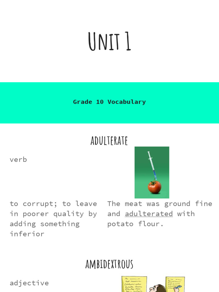 Sydney Gillstrap - 4. ELA 10 Unit 1 Vocabulary | PDF | Adjective ...
