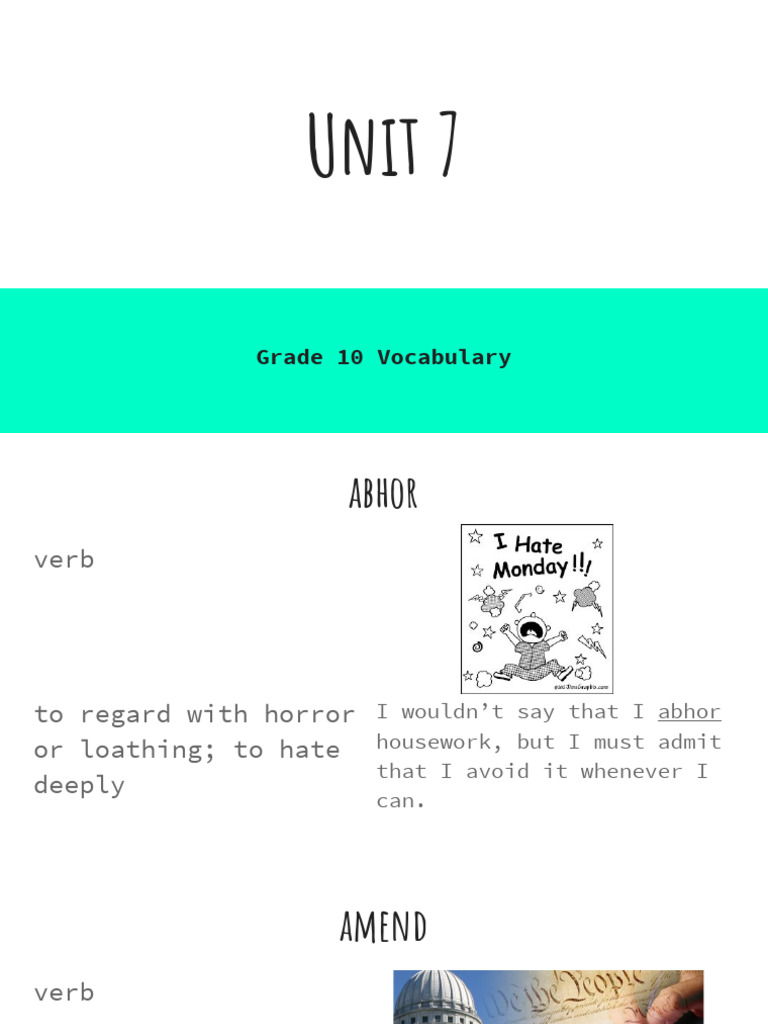 Grade 10 Vocabulary Unit 7 List | PDF | Justice | Crime & Violence