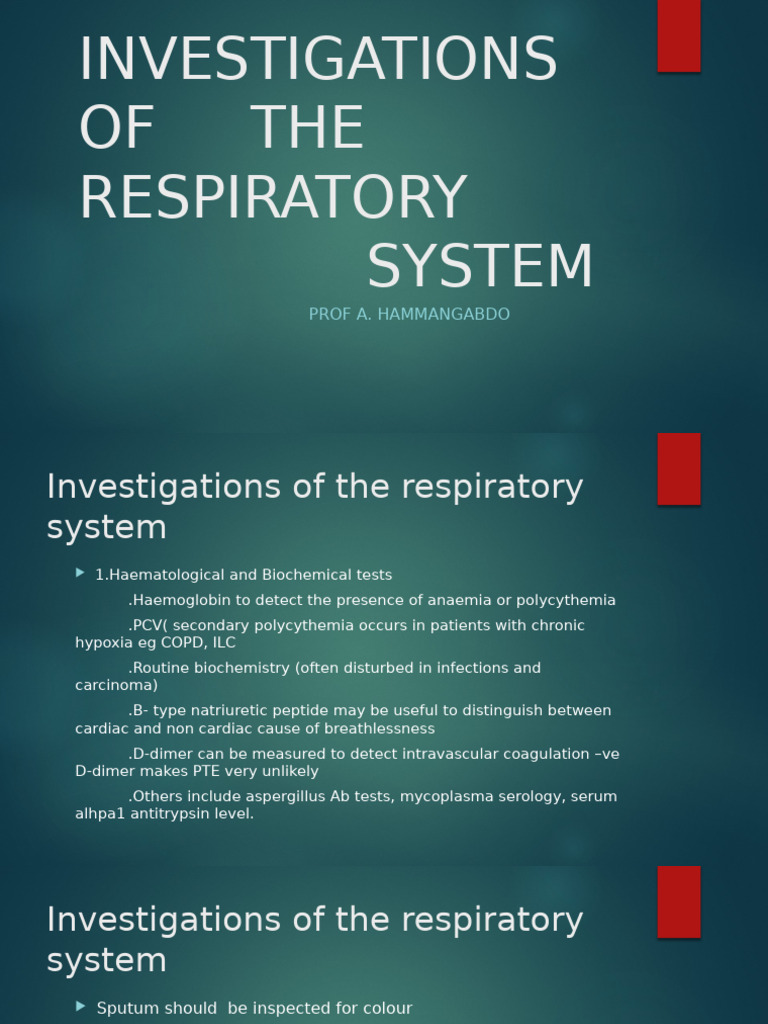 Investigations of The Respiratory System | PDF | Respiratory Diseases ...