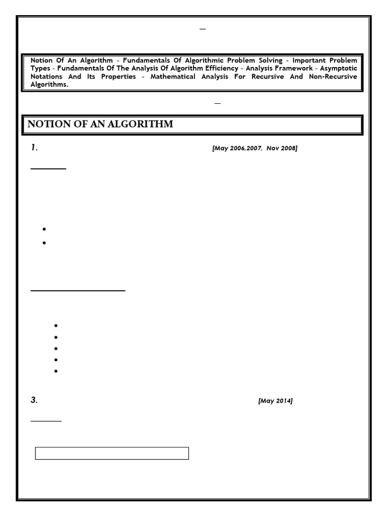 Unit-1 Notes | PDF | Algorithms | Recurrence Relation