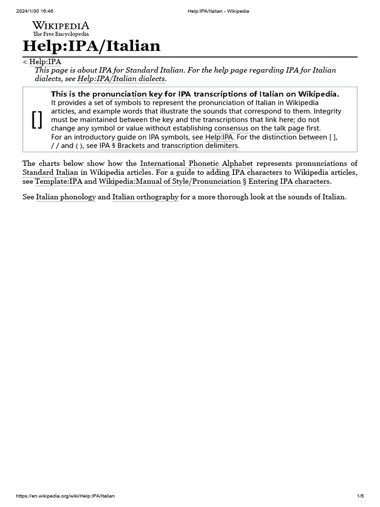 Help - IPA - Italian - Wikipedia | PDF