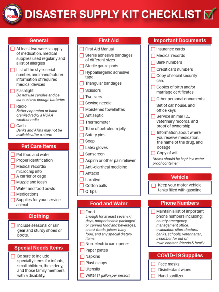 Disaster Supply Checklist | PDF