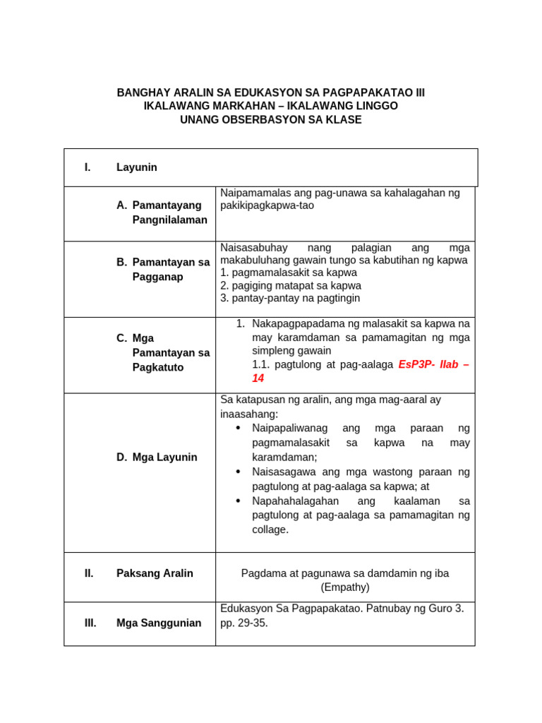 LP - Epp Draft 2 (Layunin | PDF