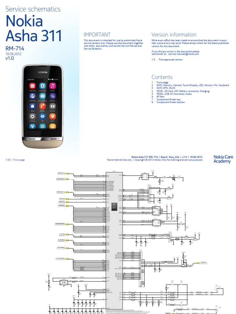 Nokia Asha 311: Service Schematics | PDF | Computing | Computer Hardware