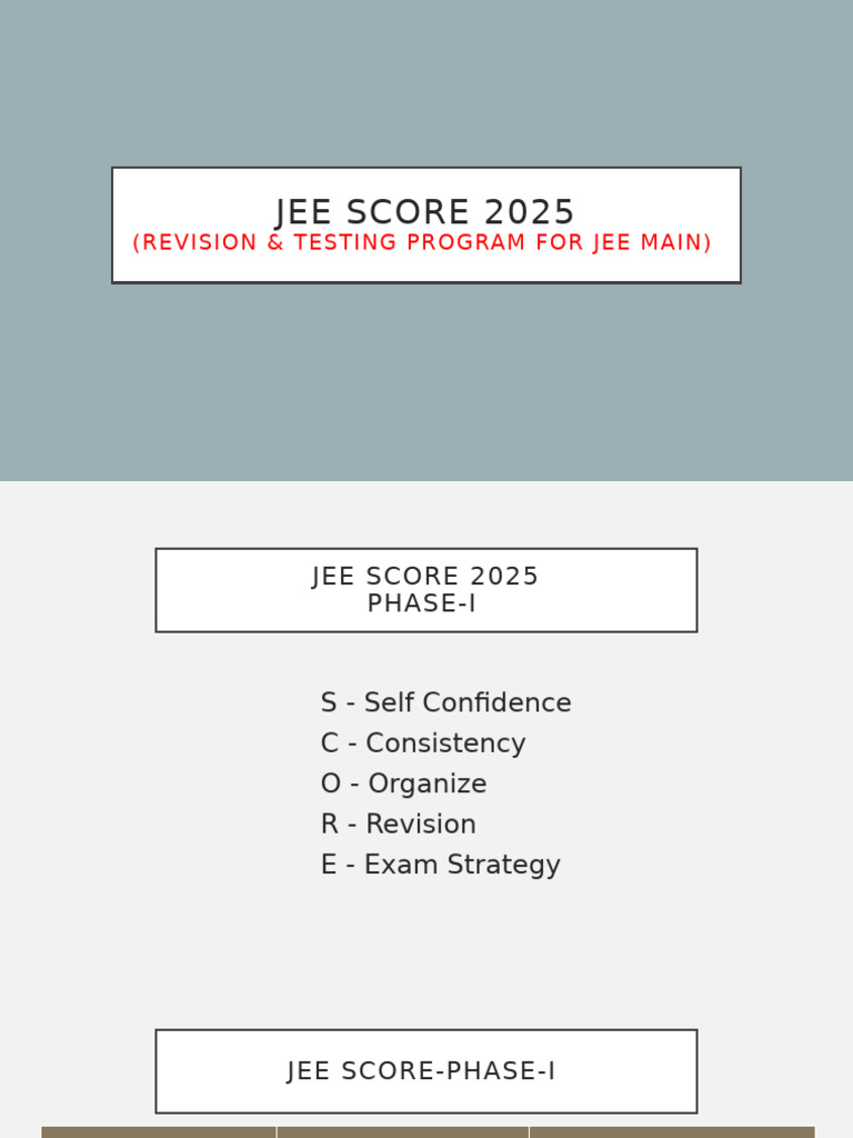 JEE Score 2025 (Revision & Testing Program For JEE MAIN) | PDF | Career ...