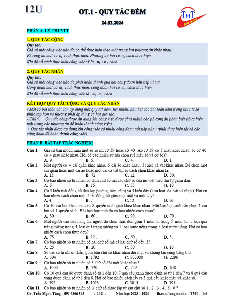 OT1. Quy Tac Dem | PDF