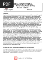Going Places - Detailed Summary (Class 12 English) | PDF | Dream