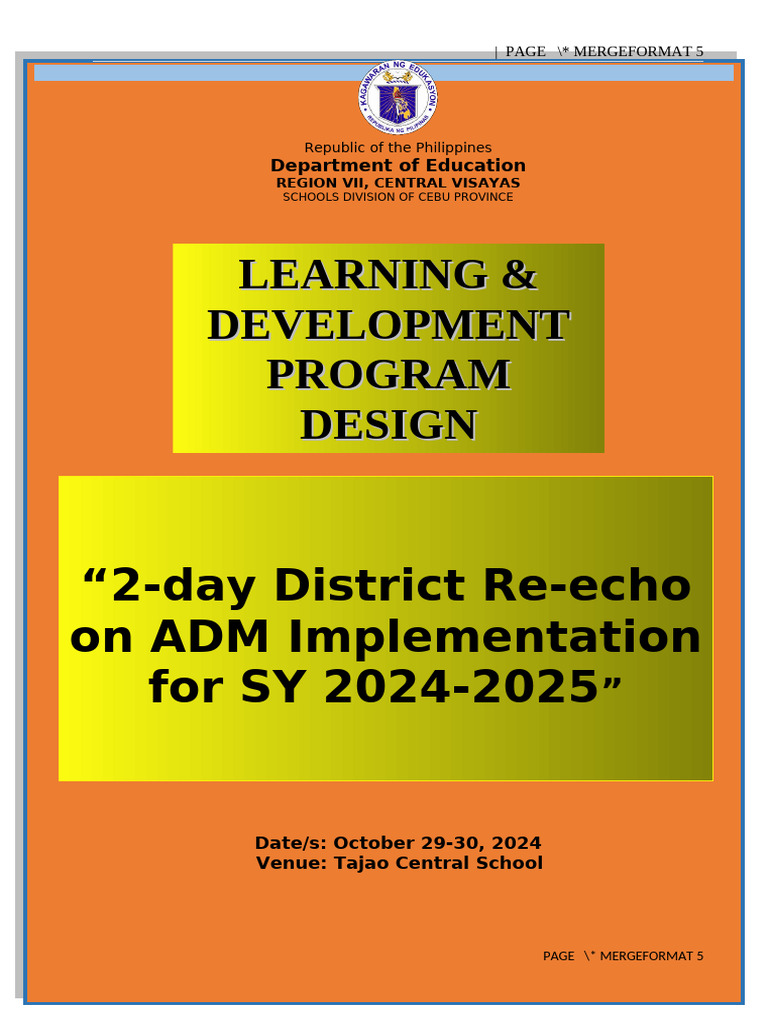 ADM Training-Design - For-District-Training Oct 29-30, 2024 | PDF