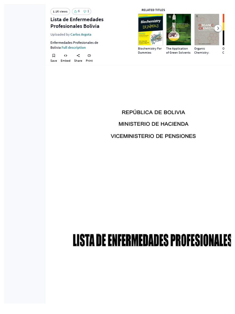 PDF Lista de Enfermedades Profesionales Bolivia Compress | PDF | Química Inorgánica | Seguridad ...