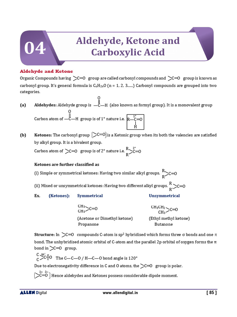 ALDEHYDES & KETONES notes | PDF | Aldehyde | Ketone
