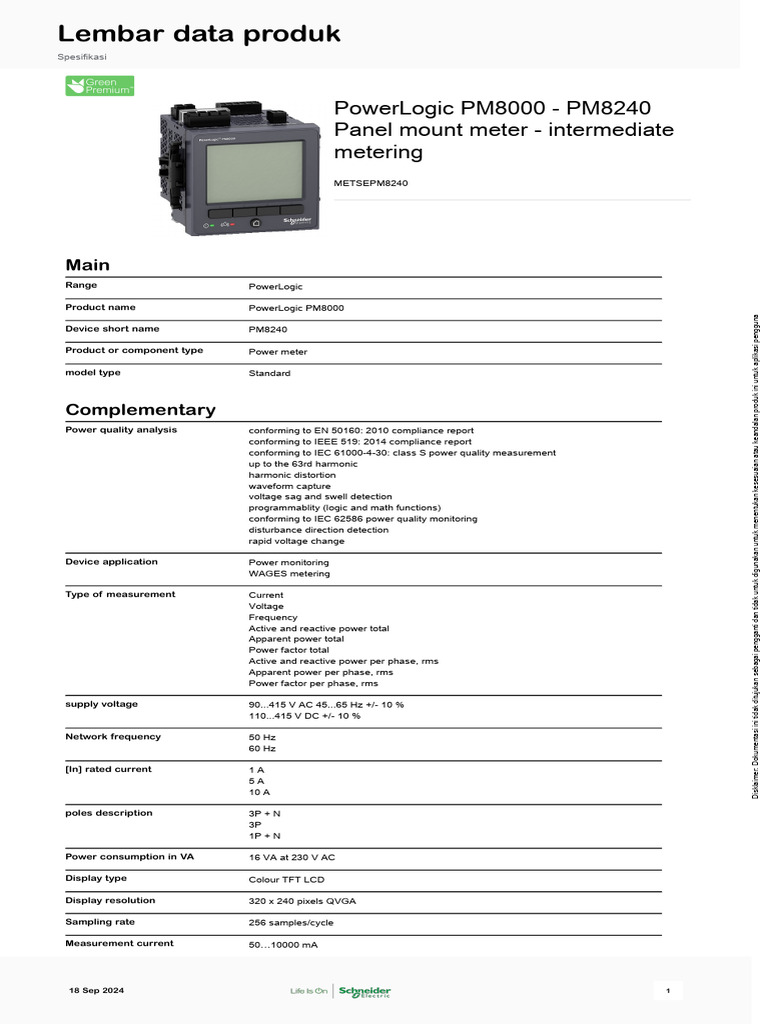 Schneider Electric - PowerLogic-PM8000-series - METSEPM8240 | PDF | Ac Power | Alternating Current