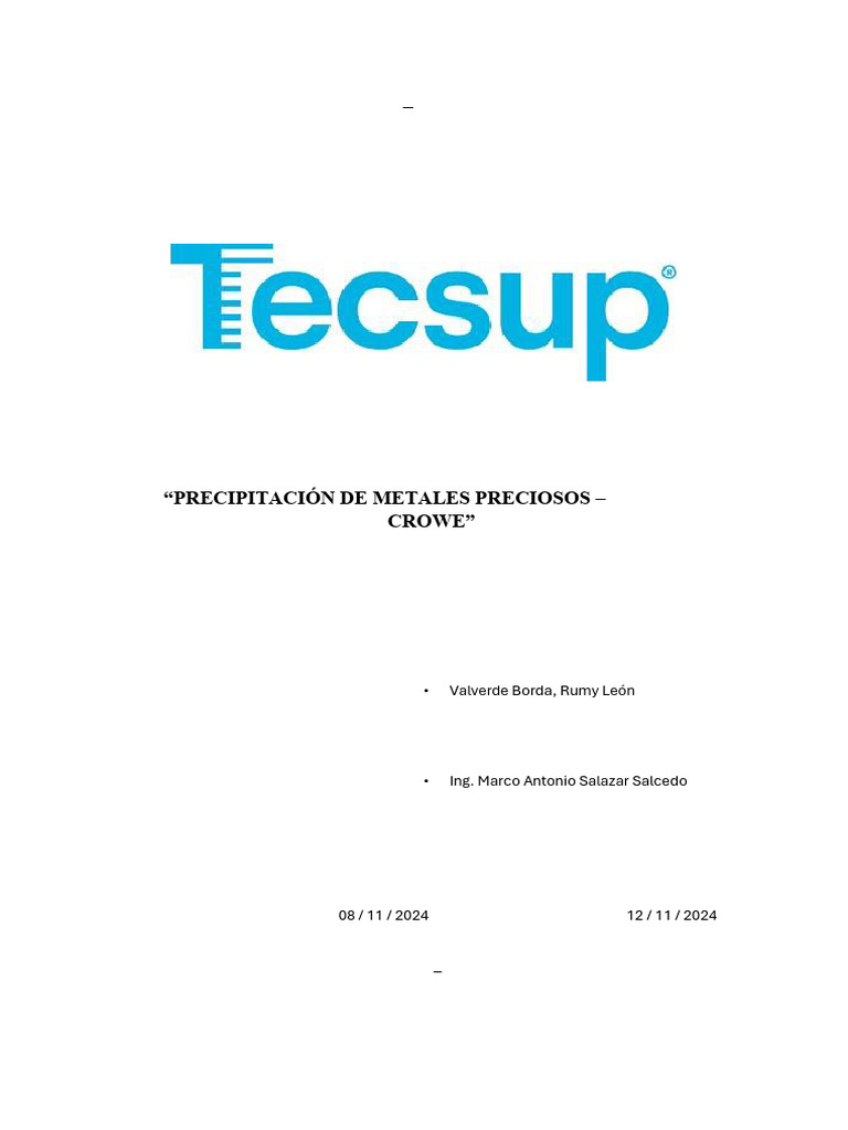 Lab 07 - Método Chiddy Hidro | PDF | Precipitación (Química) | Oro