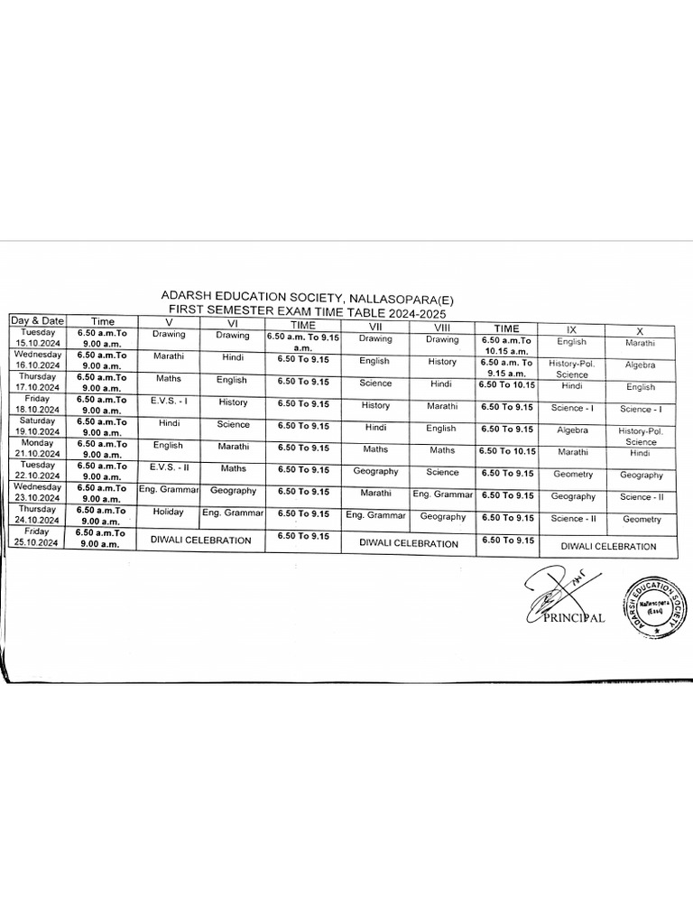 Secondary Exam Time Table | PDF