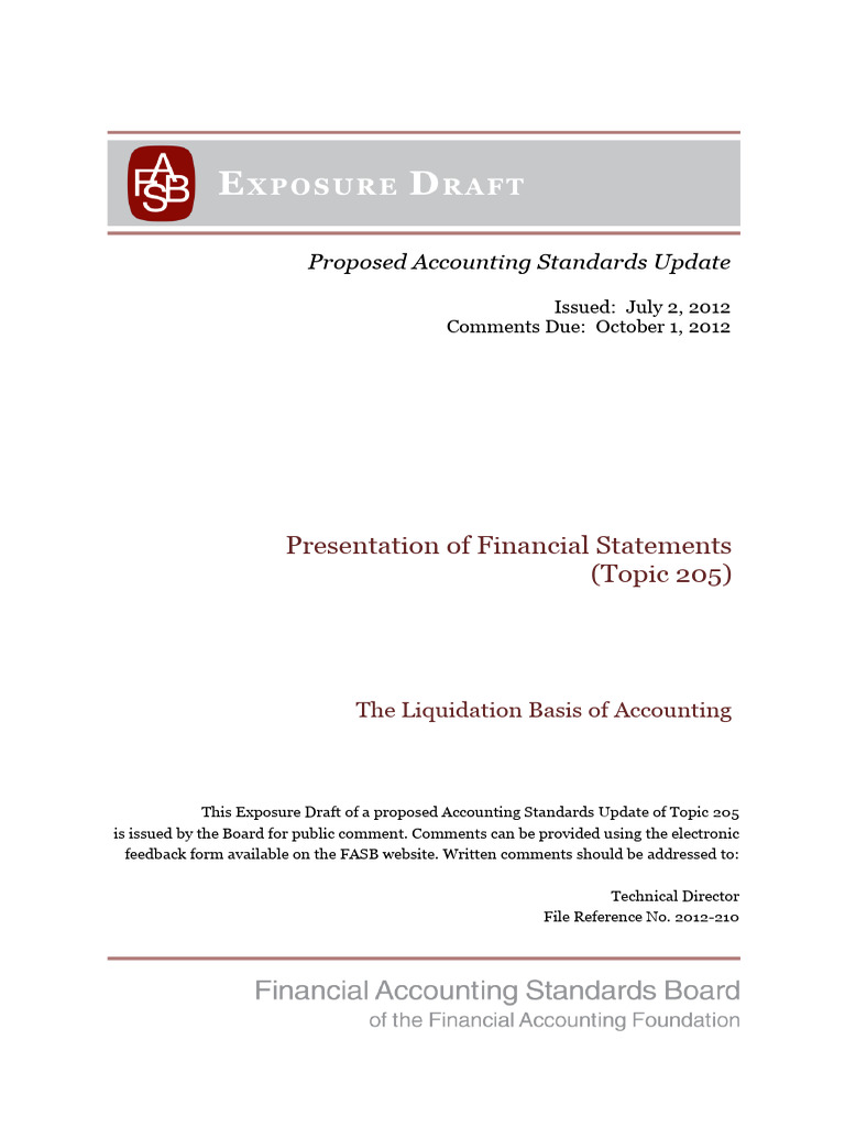 Proposed ASU Presentation of Financial Statements (Topic 205) The ...