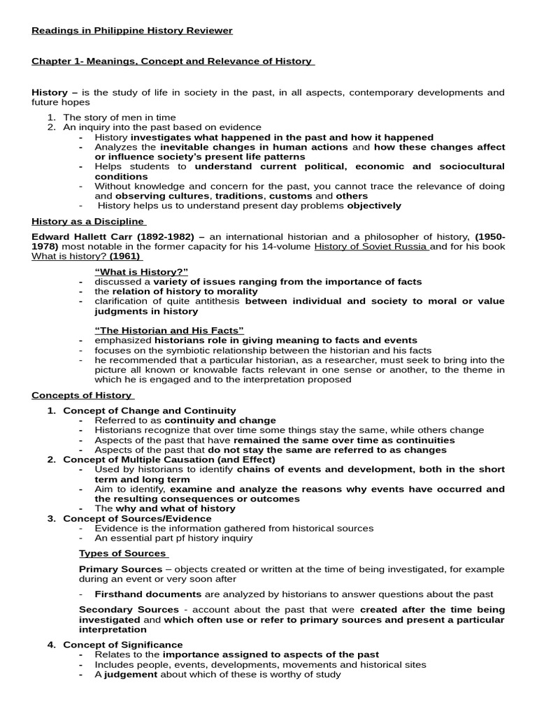 RPH Reviewer Chapter 1-2 | PDF | Citation | Historian