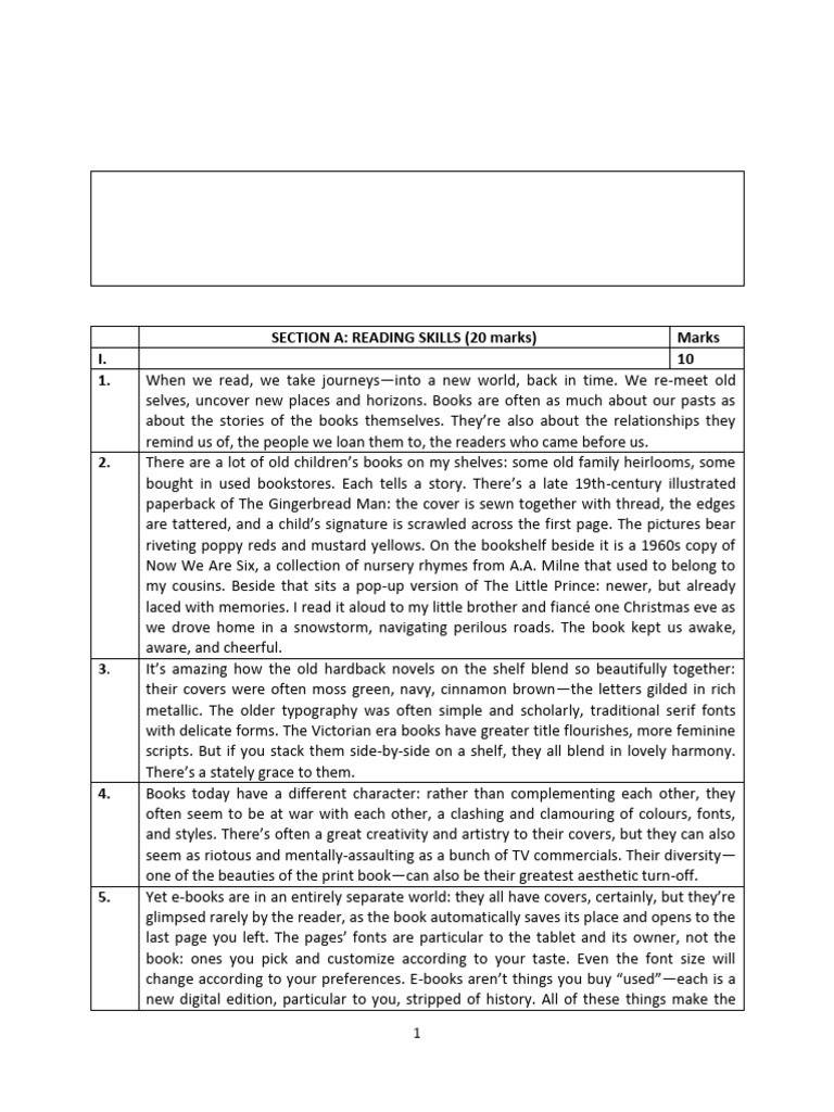 XII English QP | PDF | Typefaces | Books