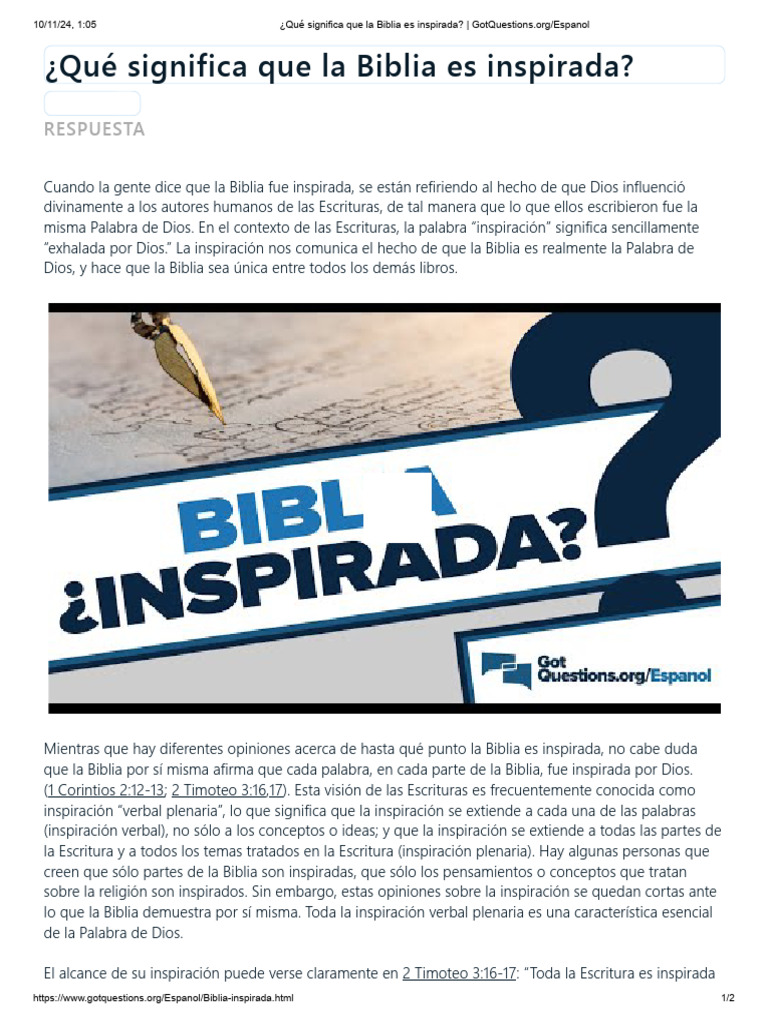 Significado de la Biblia Inspirada | PDF | Biblia | Dios