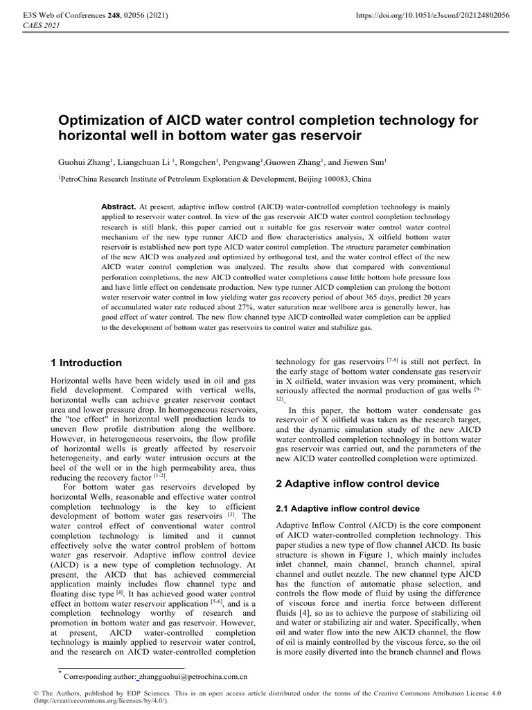 Optimization of AICD Water Control Completion Tech | PDF | Petroleum ...