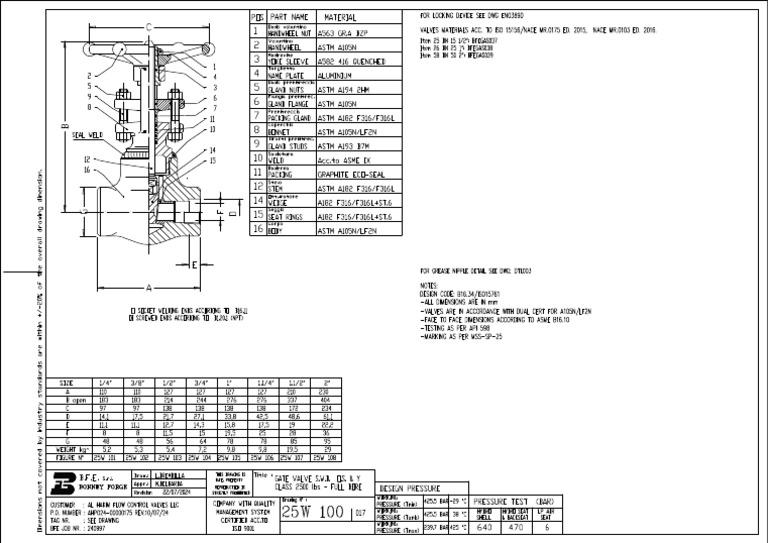 Gate Valves 0.5 1 2 Inch #2500 - A105N-LF2 - NPT - WB - FB - Trim 16 | PDF