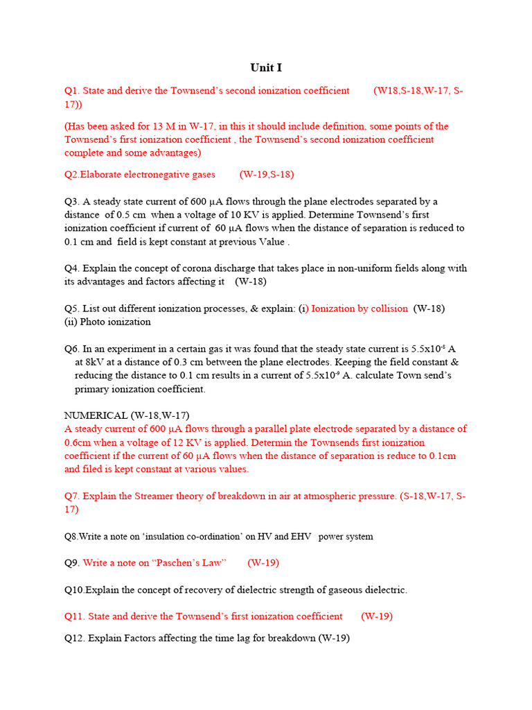 HVE QUESTION BANK | PDF | Electrical Breakdown | Voltage