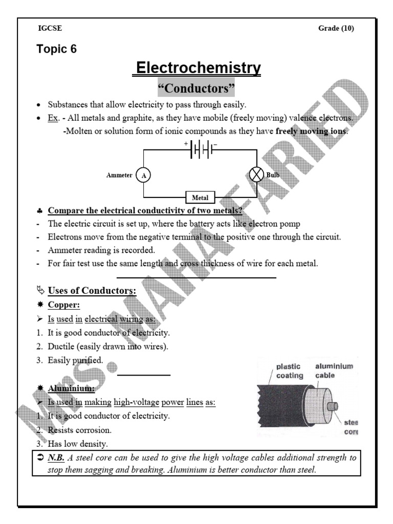 IGCSE Electrochemistry Guide | PDF | Chlorine | Aluminium
