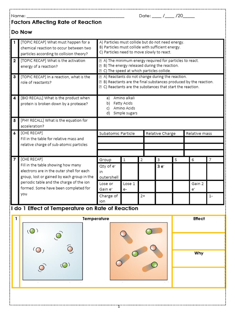 Factors Influencing Reaction Rates | PDF | Reaction Rate | Chemical ...