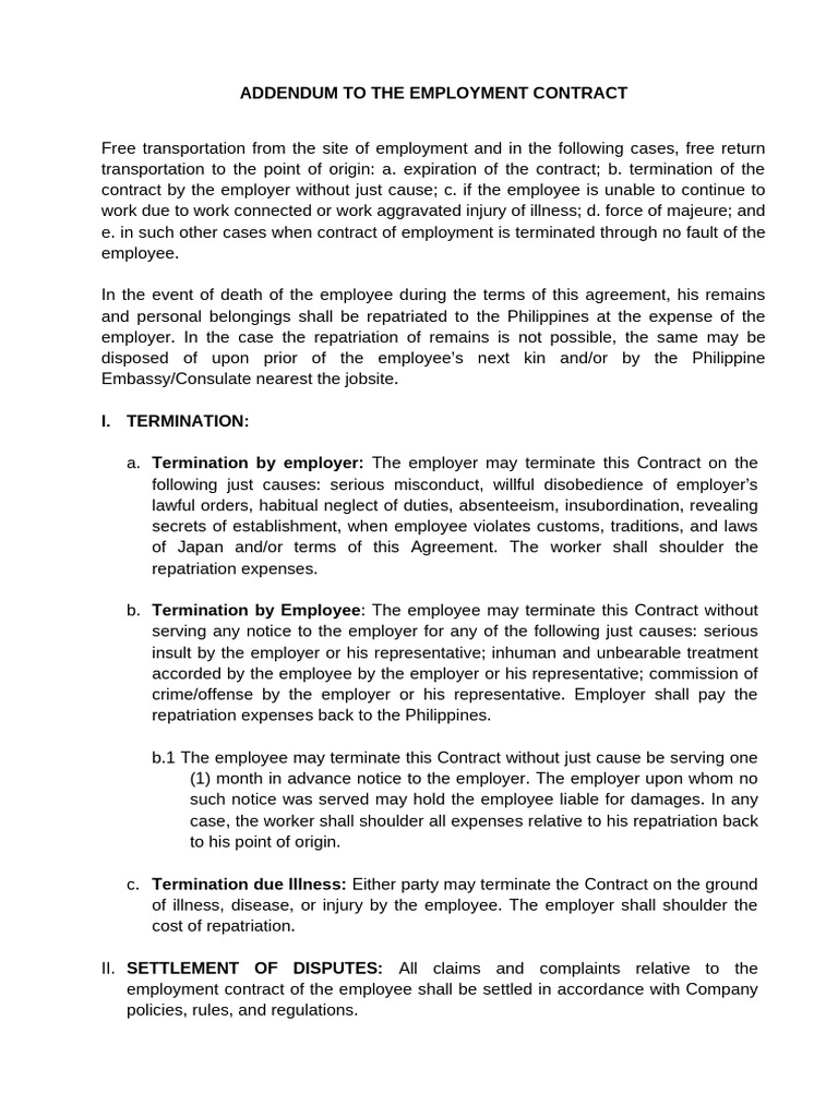 Contract Terms for Overseas Workers | PDF | Employment | Private Law